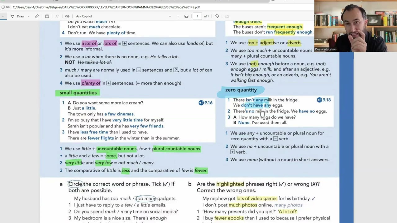 Quantifiers, Free Online Grammar class, Intermediate, English File