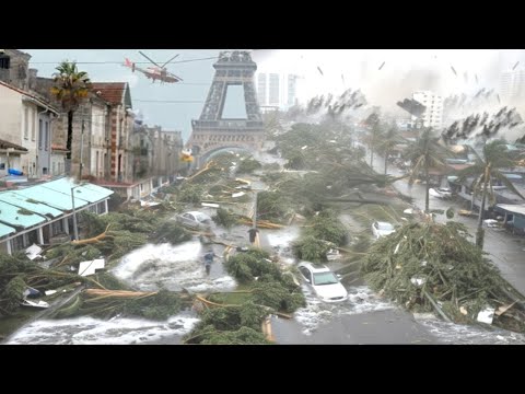 8 minutes ago: Chaos in Paris, France! The French capital was Destroyed by a severe storm