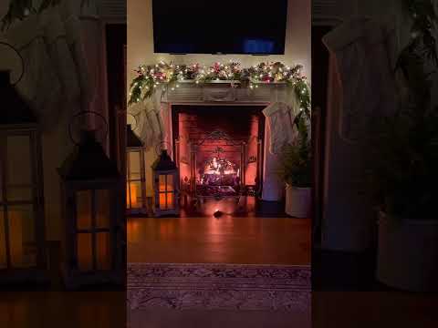 Cozy winter night with Christmas decor, twinkling lights and a fire????✨#christmas #christmastree