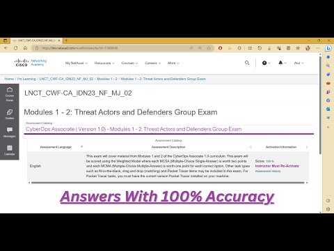 Modules 1 - 2: Threat Actors and Defenders Group Exam (Answers) | Atul Gupta
