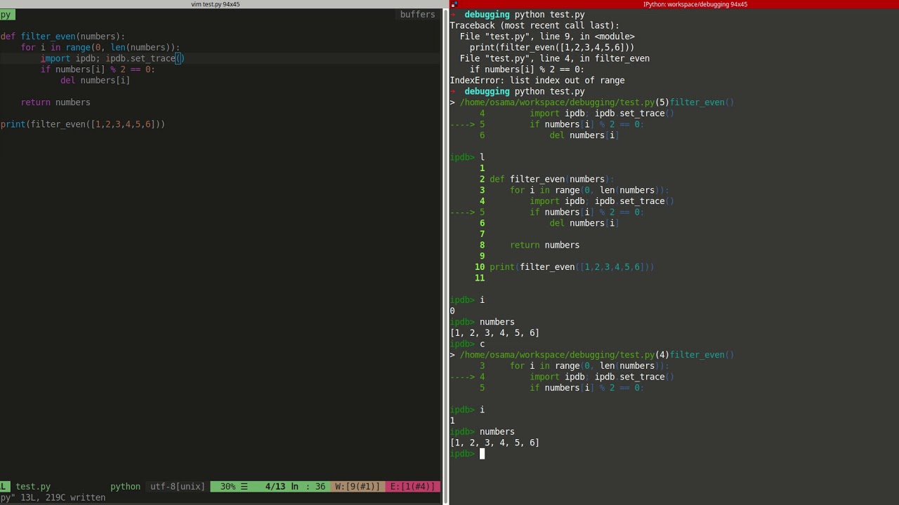 Debugging with ipdb - the normal way