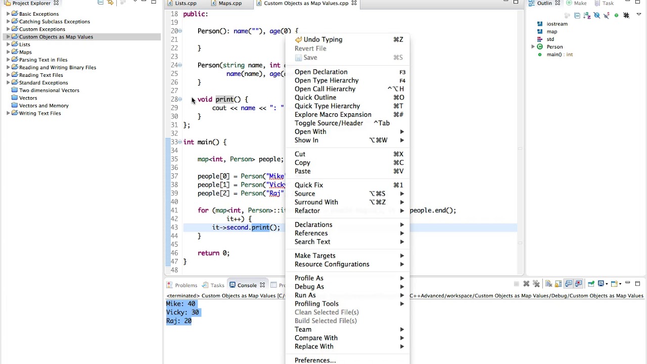 Learn Advanced C++ Programming  custom objects as map values
