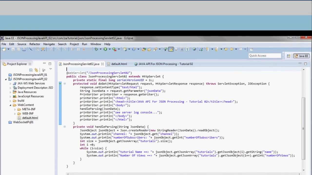 Java API for JSON Processing (Tutorial 02 - Object Model API + GlassFish 4.0 + JDK 1.7 + Servlet)