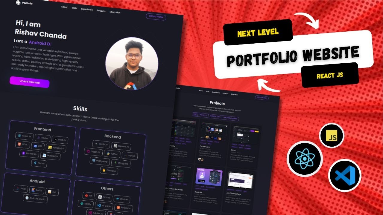 Next Level ReactJs Portfolio Website (NEW 2023) ✅ | Responsive Portfolio | ReactJs Beginner Project