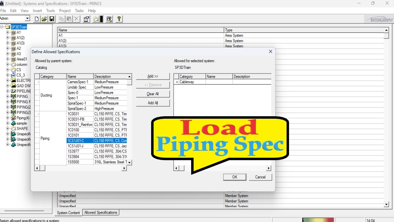 SP3D Training | Lecture 30 | Load Piping Spec in Smart Plant 3D #pipingdesign #piping #sp3d #design