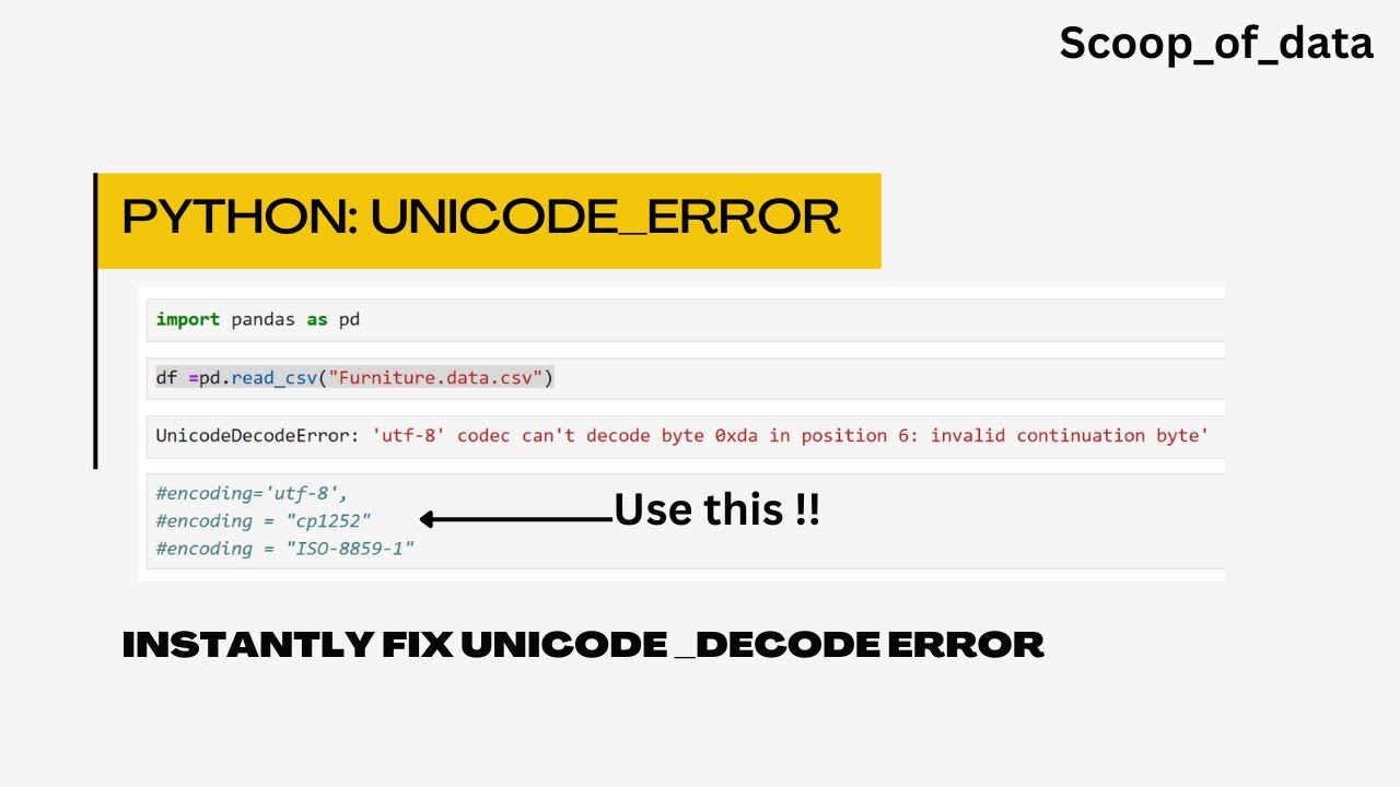 How to fix unicode Decode error in python | Solve Unicode Decode issue in pandas python #python