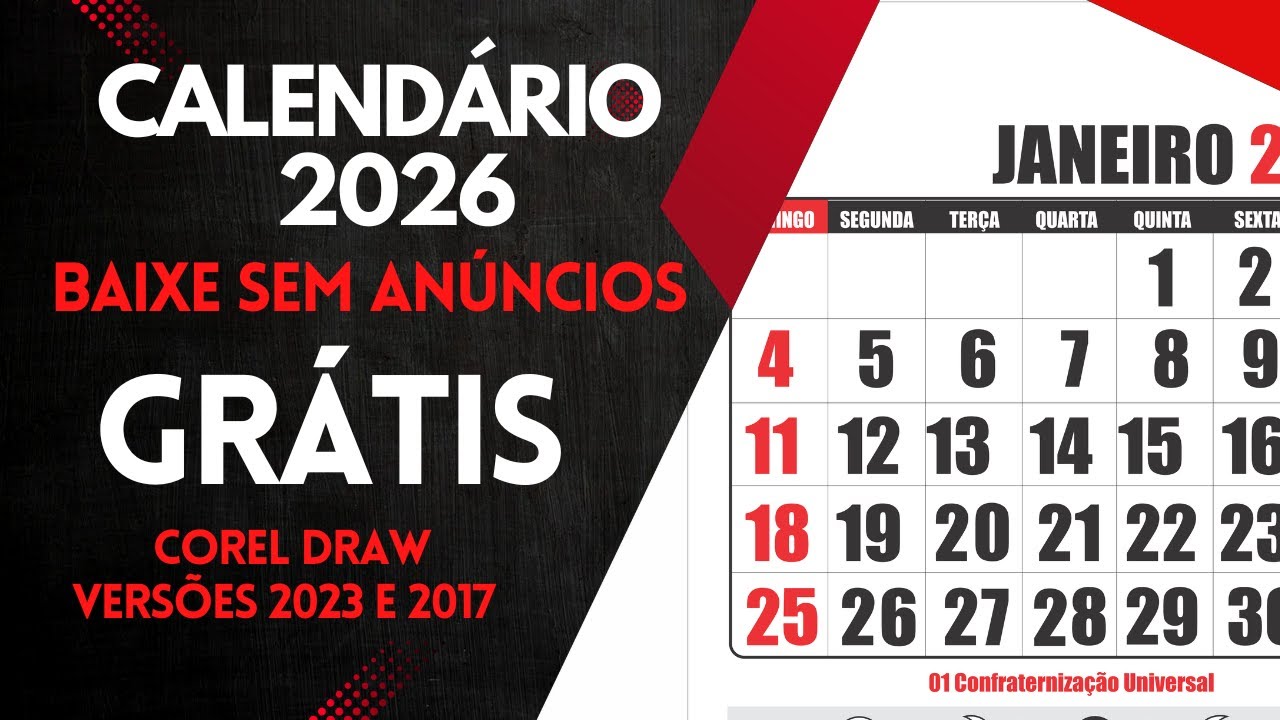 CALENDÁRIO 2026-ARQUIVOS EM CDR-COREL DRAW