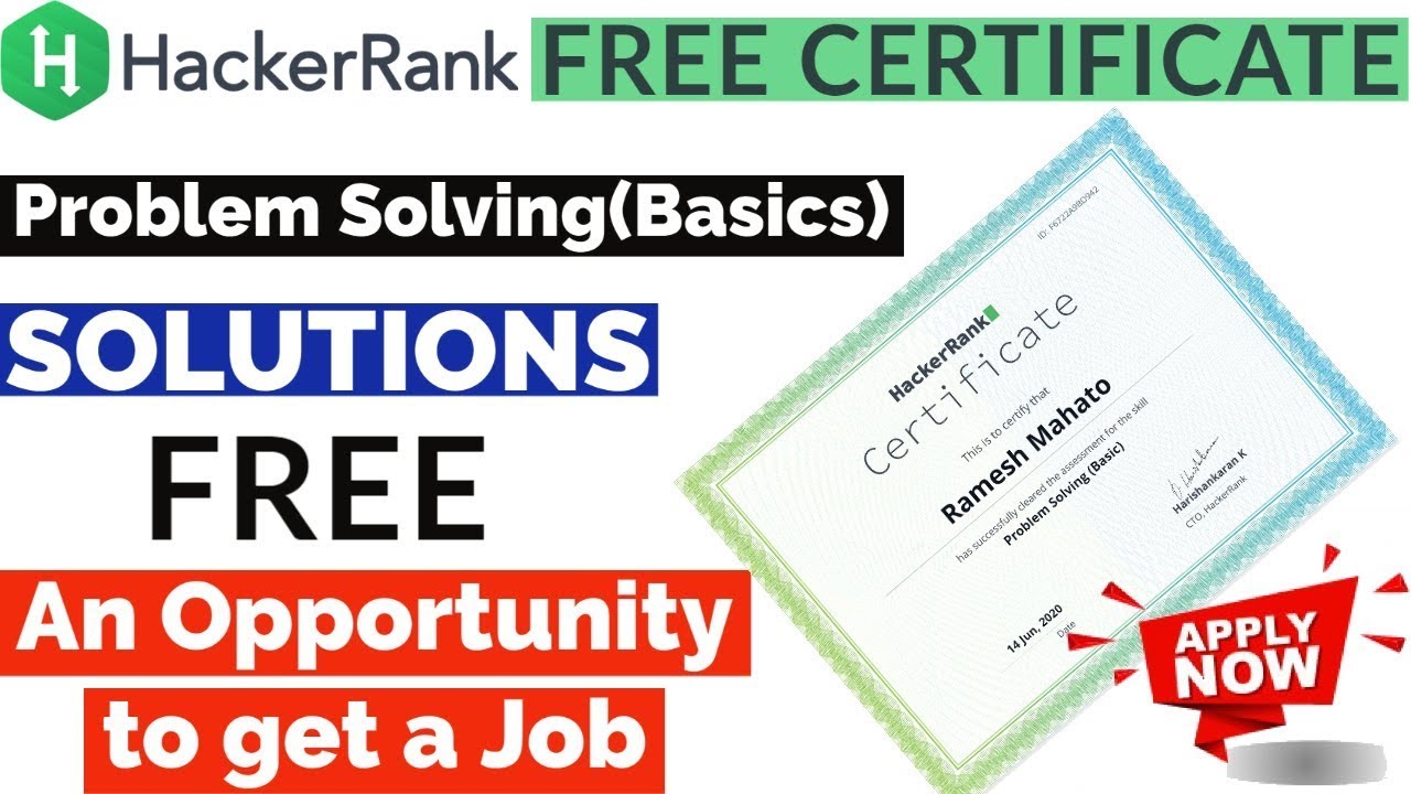 Hackerrank Problem Solving(Basics) Solutions | Hackerrank Free Courses With Certificate | Hackerrank