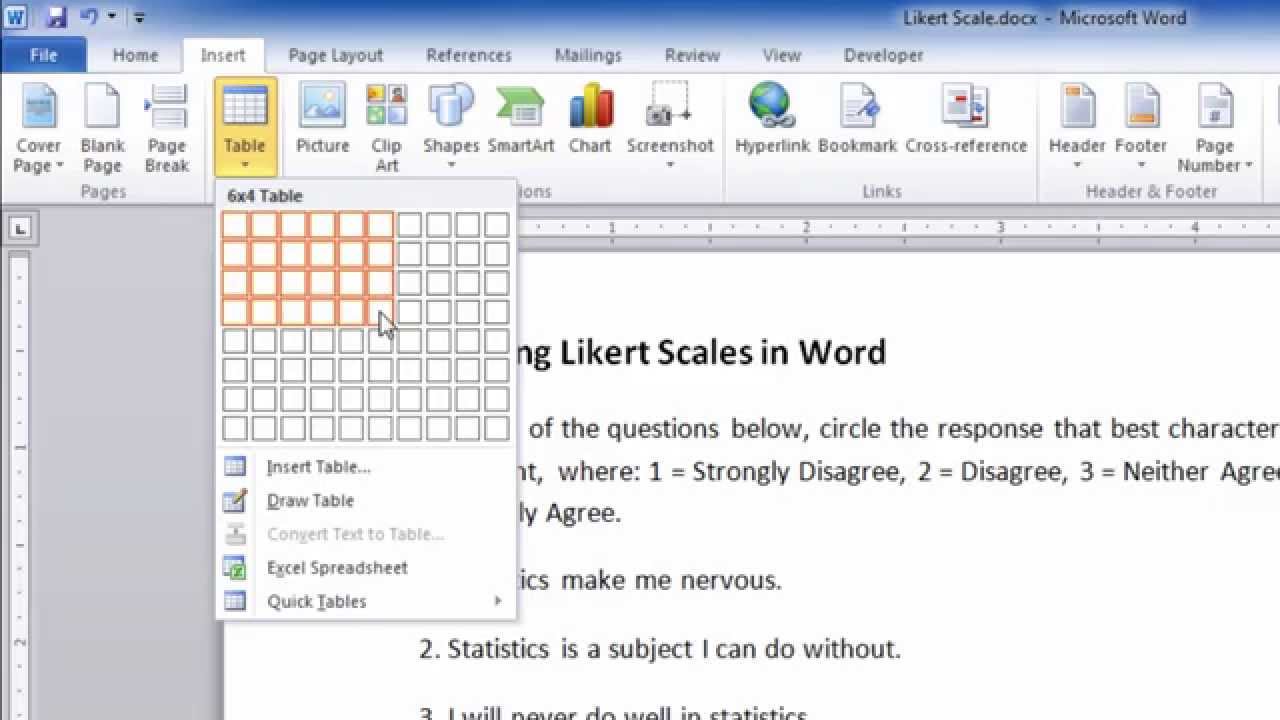 How to Create a Likert Scale/Questionnaire in Word