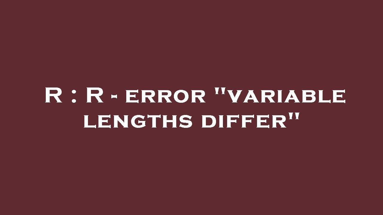 R : R - error 