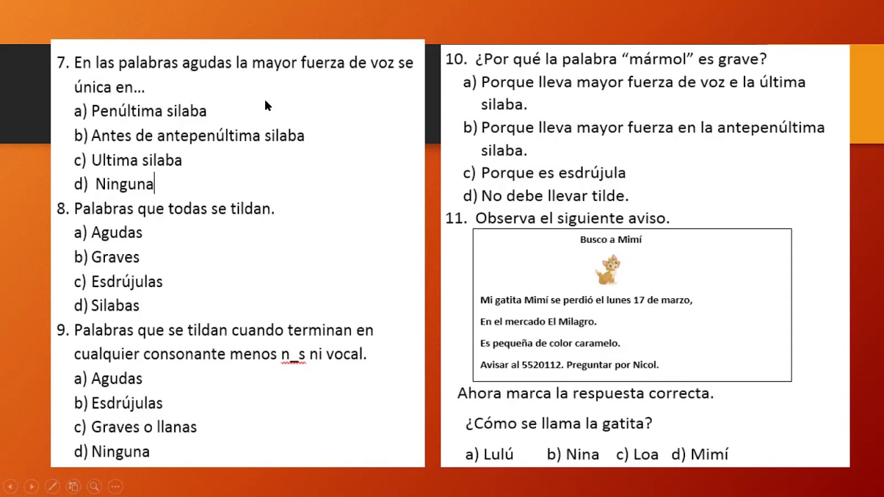 EXAMEN FINAL DE COMUNICACIÓN PARTE 1 PRIMER GRADO
