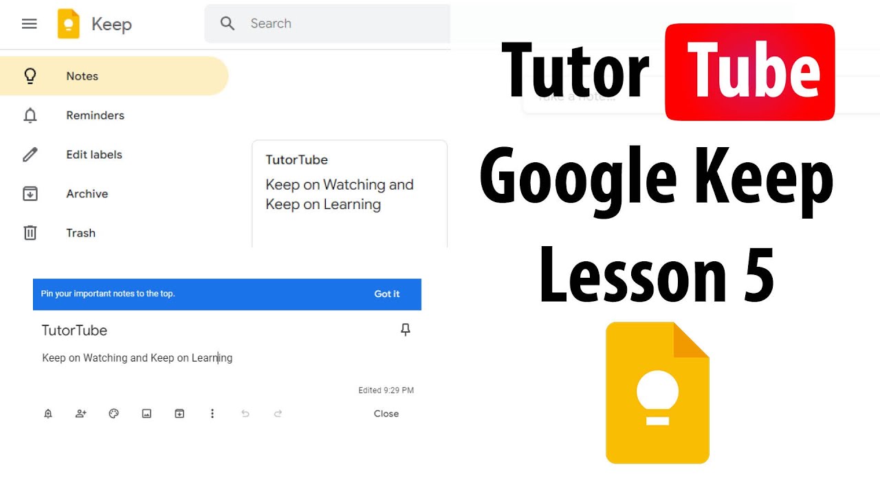 Google Keep Tutorial - Lesson 5 - Adding Collaborators