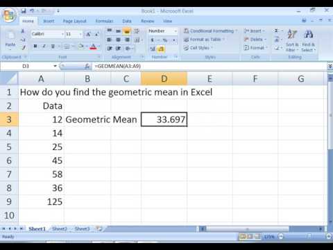 How do you find the geometric mean in Excel