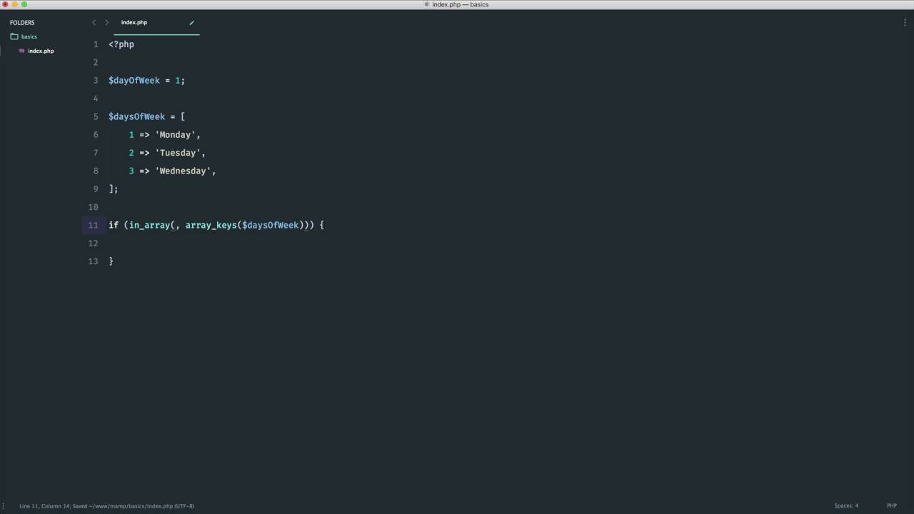 PHP Basics: IF statements and operators: IF statement basics (14/35)