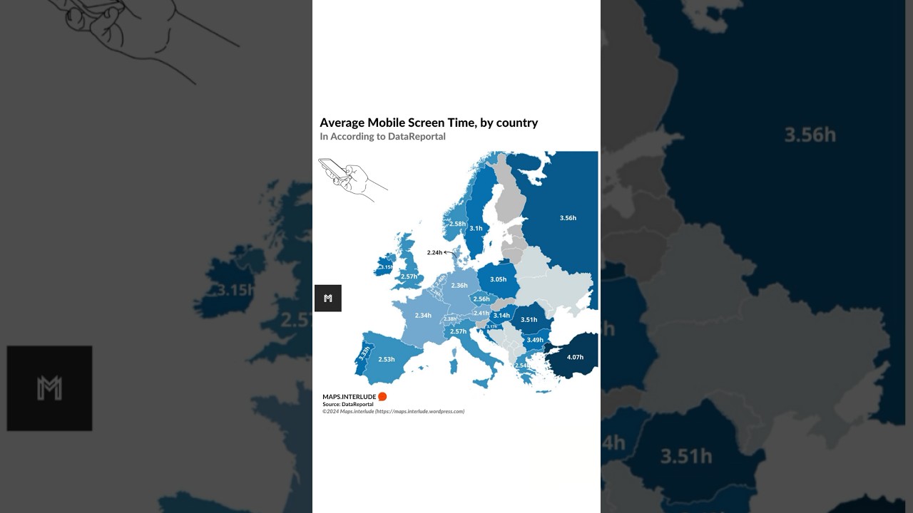 Average #mobile #screen #time #maps #map #phone #shorts #europe #display #scroll