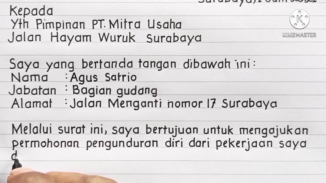 CONTOH SURAT PENGUNDURAN DIRI KERJA (terbaru)