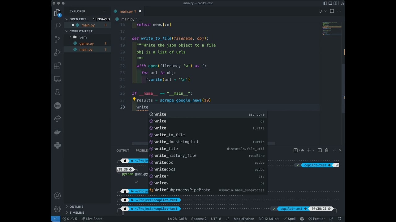GitHub Copilot Python Tryout - Google news web scraper