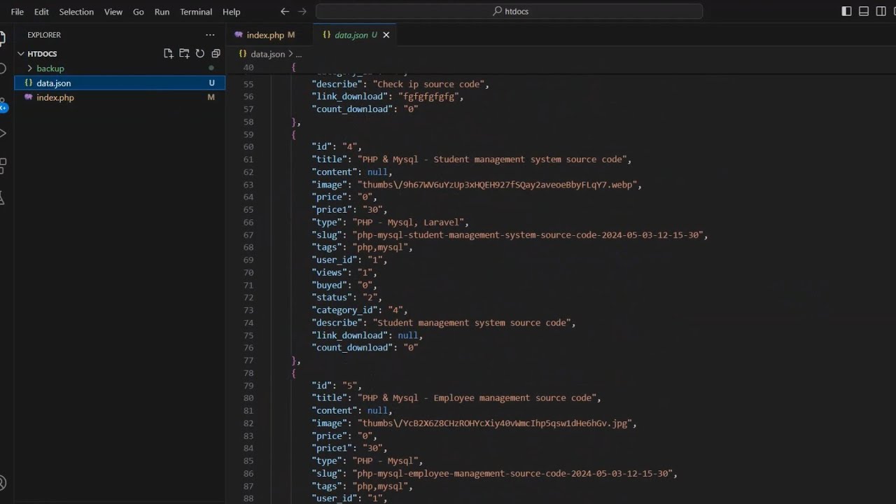 Export data to json using php mysql