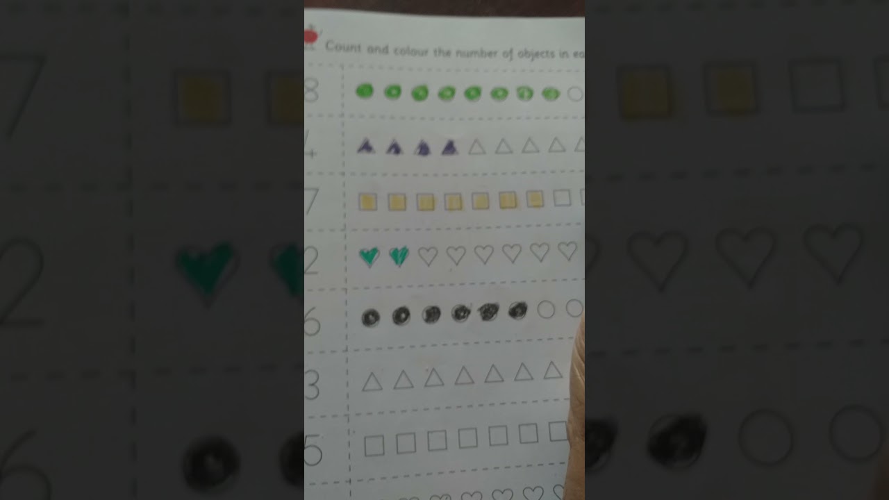 count and colour the number of objects in each row