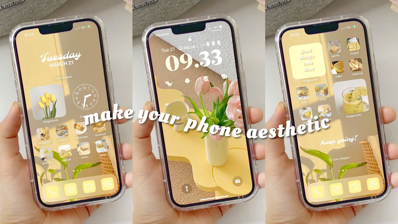 iOS16 Aesthetic Yellow Home Screen🍋💛 | Transparent Widget | widgetsmith tutorial