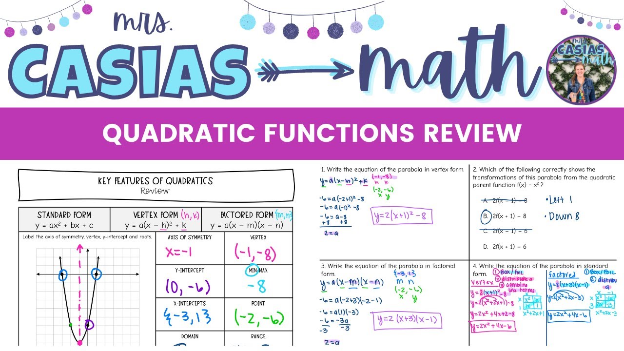 Quadratic Functions Review | Algebra 1 Lesson