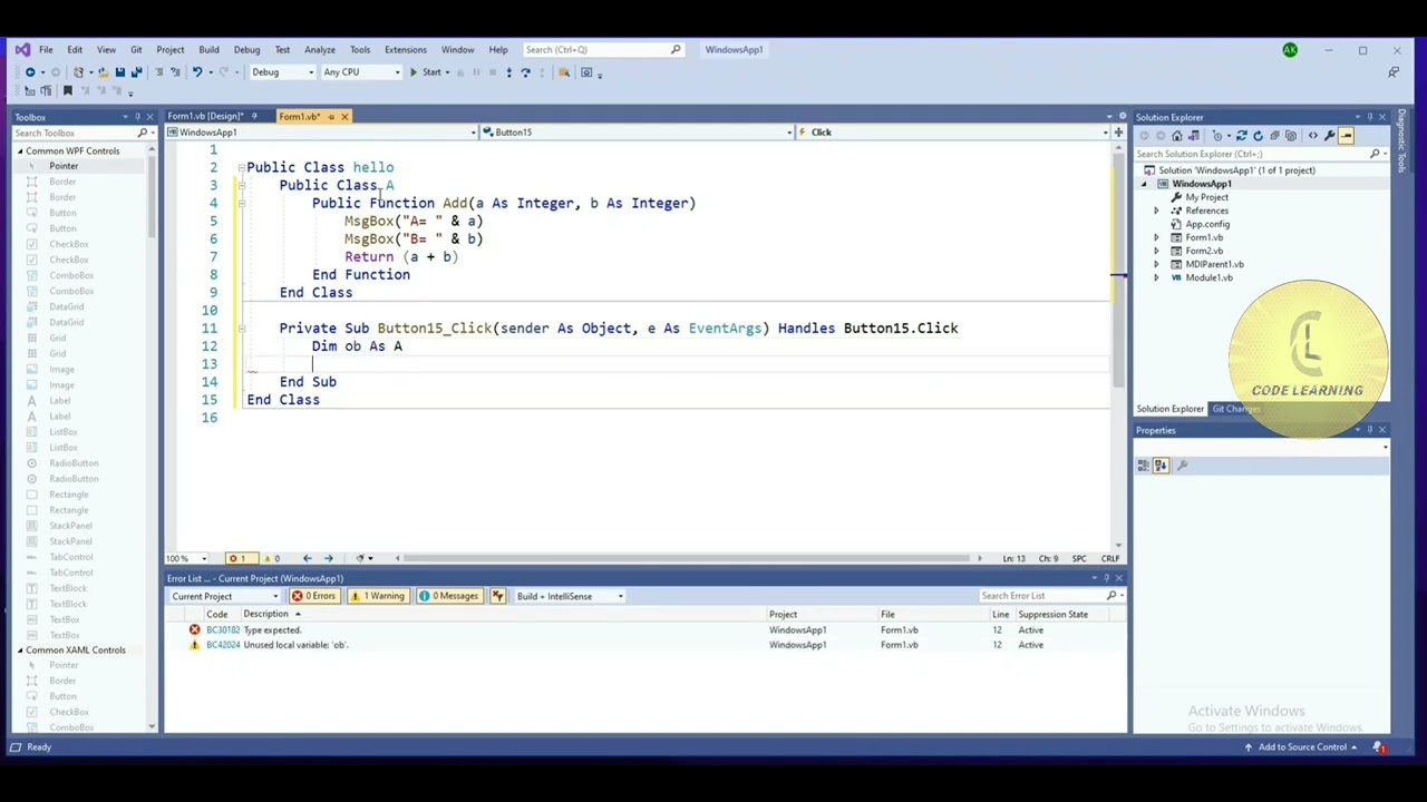 VB.NET | Class and object 'return value' | CodeLearning