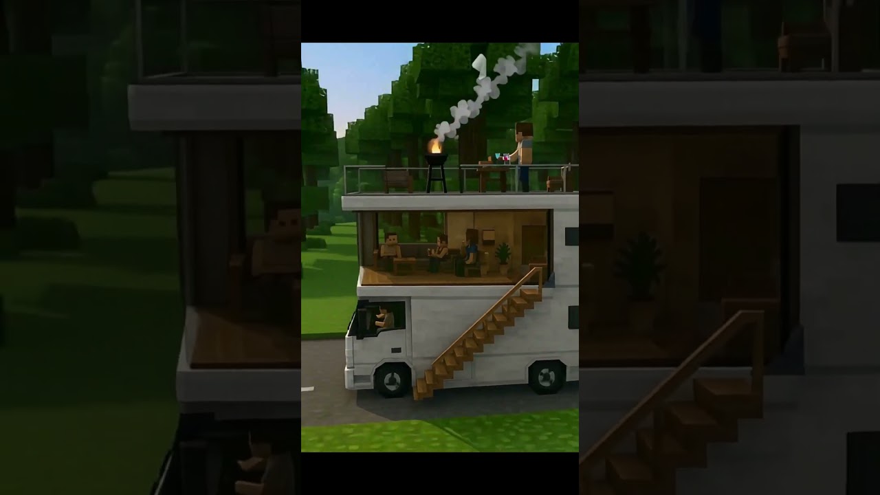 Build an Epic Two-Story RV in Minecraft #car#drawing#shorts