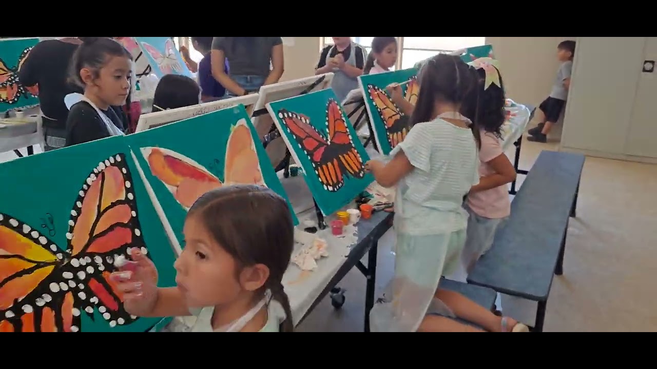 Bishop elementary PreK-1st grade painting the Big Butterfly