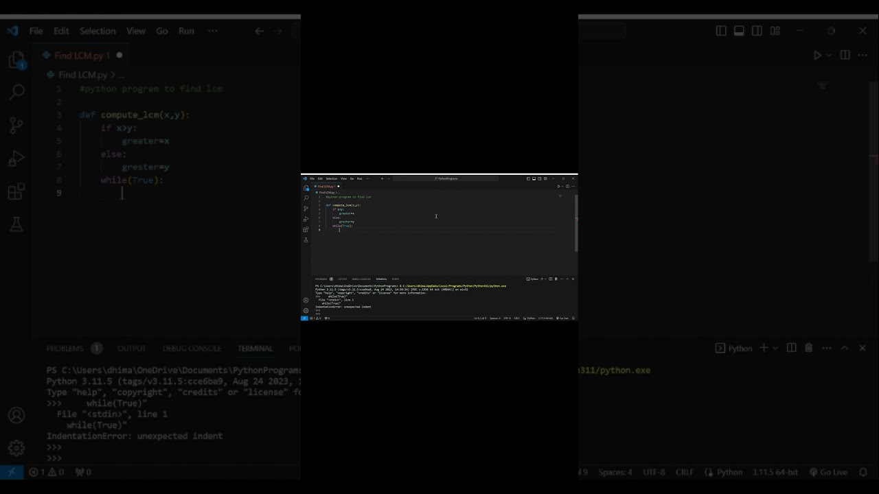 Find LCM in Python Programming #LCM #pythonprogramming #python3 #subscribe #follow #coding