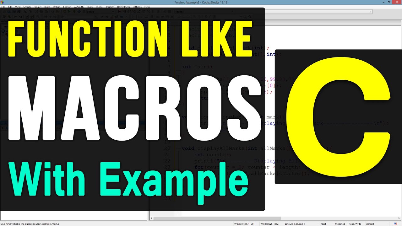 Function like Macros in C Programming Language Video Tutorial