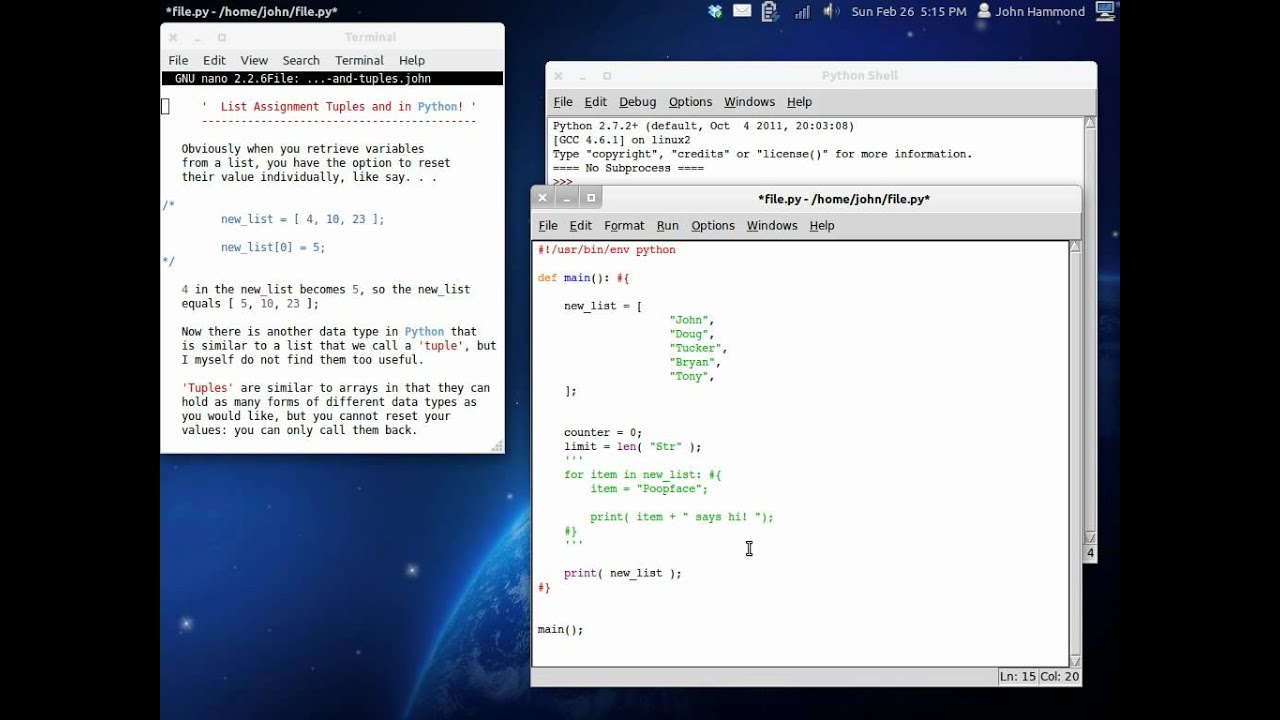 Python 23 List Assignment and Tuples