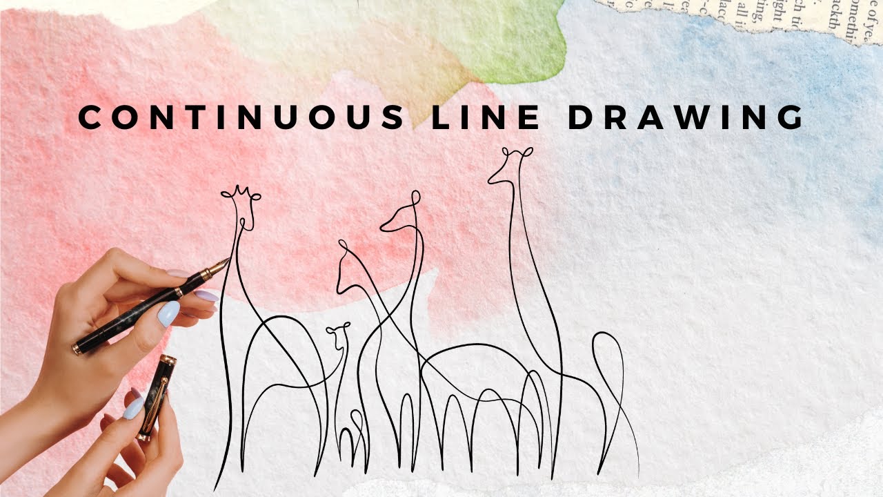 Continuous line drawing time-lapse of giraffes | Easy Drawings for Home Decor #shorts