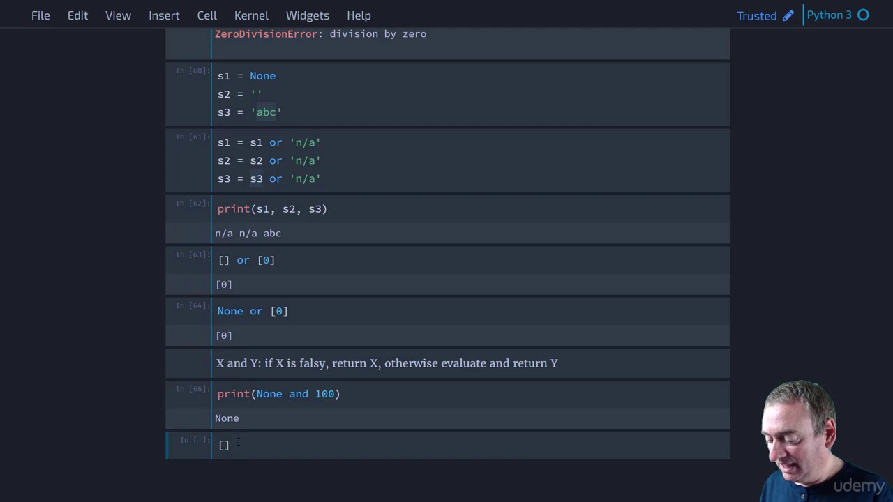Python 3: Deep Dive (Part 1) : Booleans: Boolean Operators - Coding