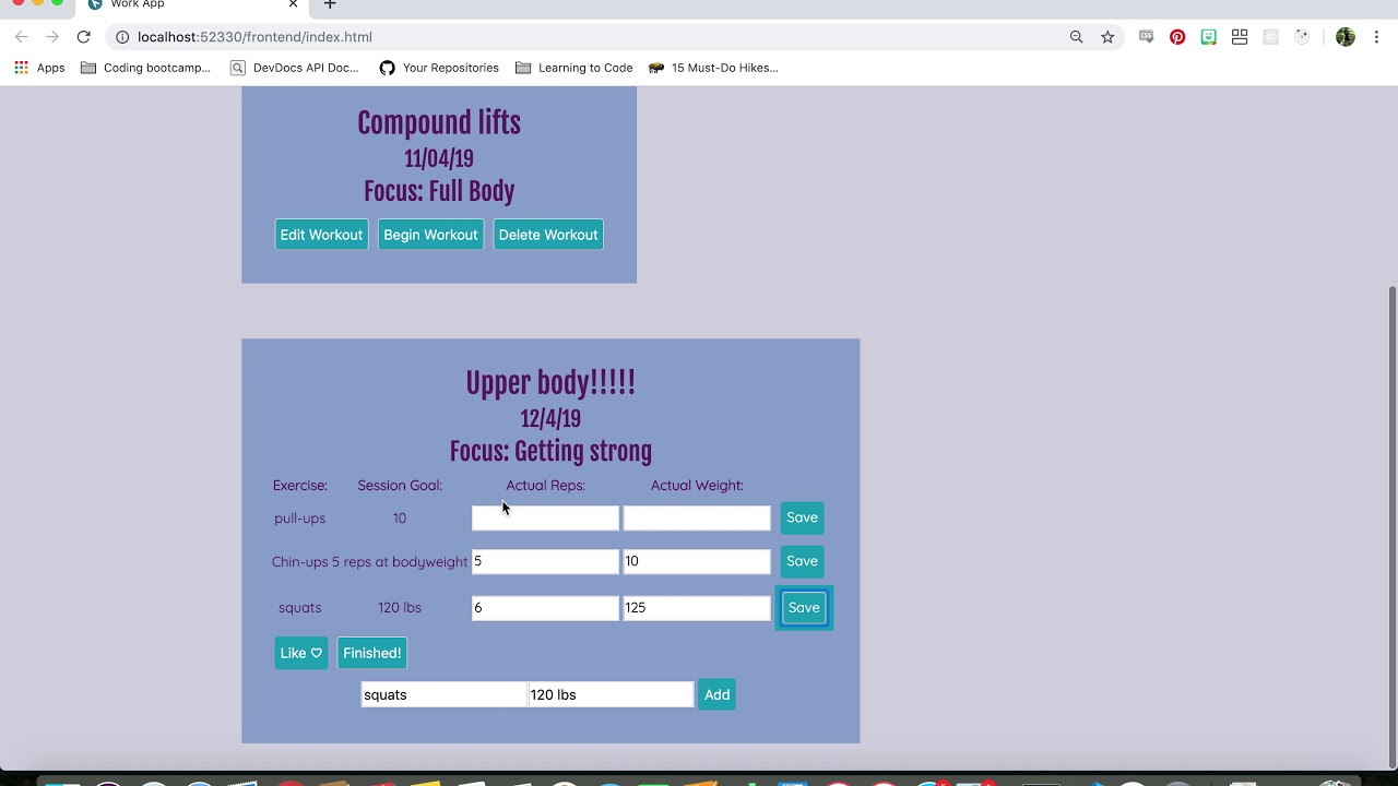 WORK Application | JavaScript and Rails | Nicole Dow