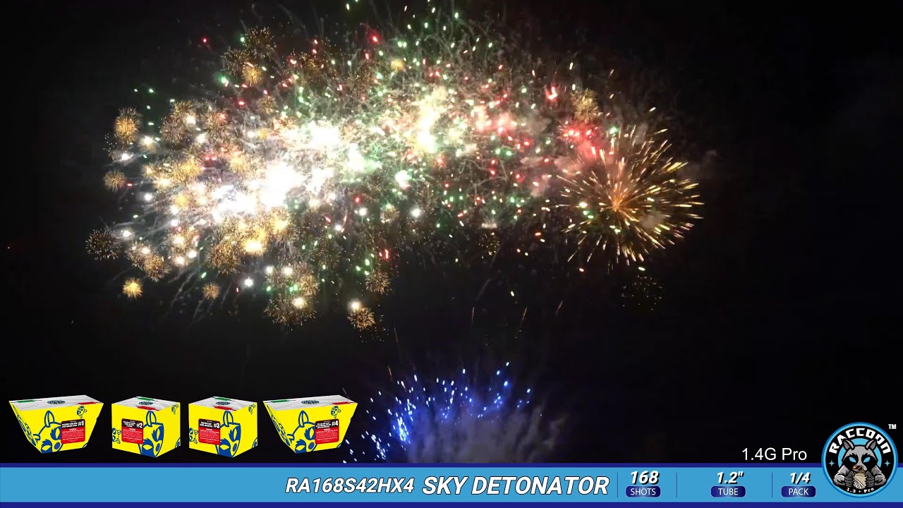 RA168S42HX4 SKY DETONATOR RACCOON FIREWORKS 1.4G Pro Line Compound Cake