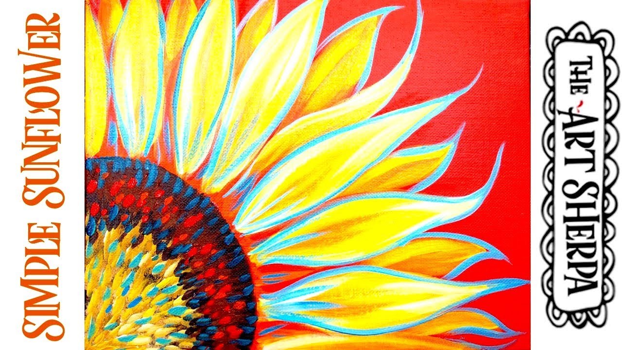 Easy Sunflower Acrylic painting tutorial step by step Live Streaming | TheArtSherpa