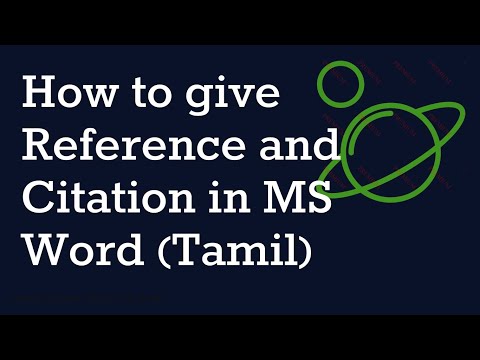 How to give Reference and Citation in MS Word (Tamil)