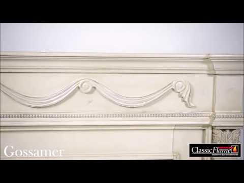 Gossamer Fireplace Suite in Antique Ivory with 28” Infrared Electric Firebox
