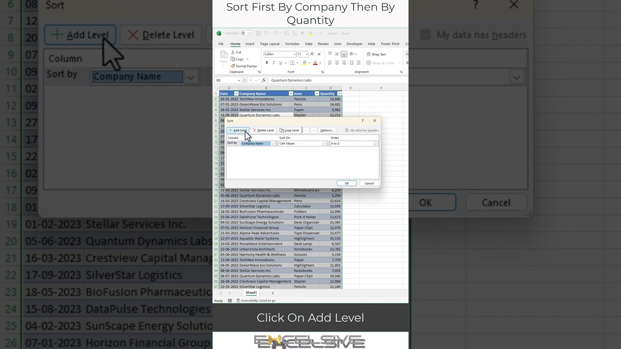 Excel Magic : Custom Sort by 2 Fields Made Simple 📊✨