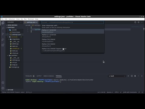 python3.8 + django + python virtualenv + debugging setup in vscode | visual studio code python setup