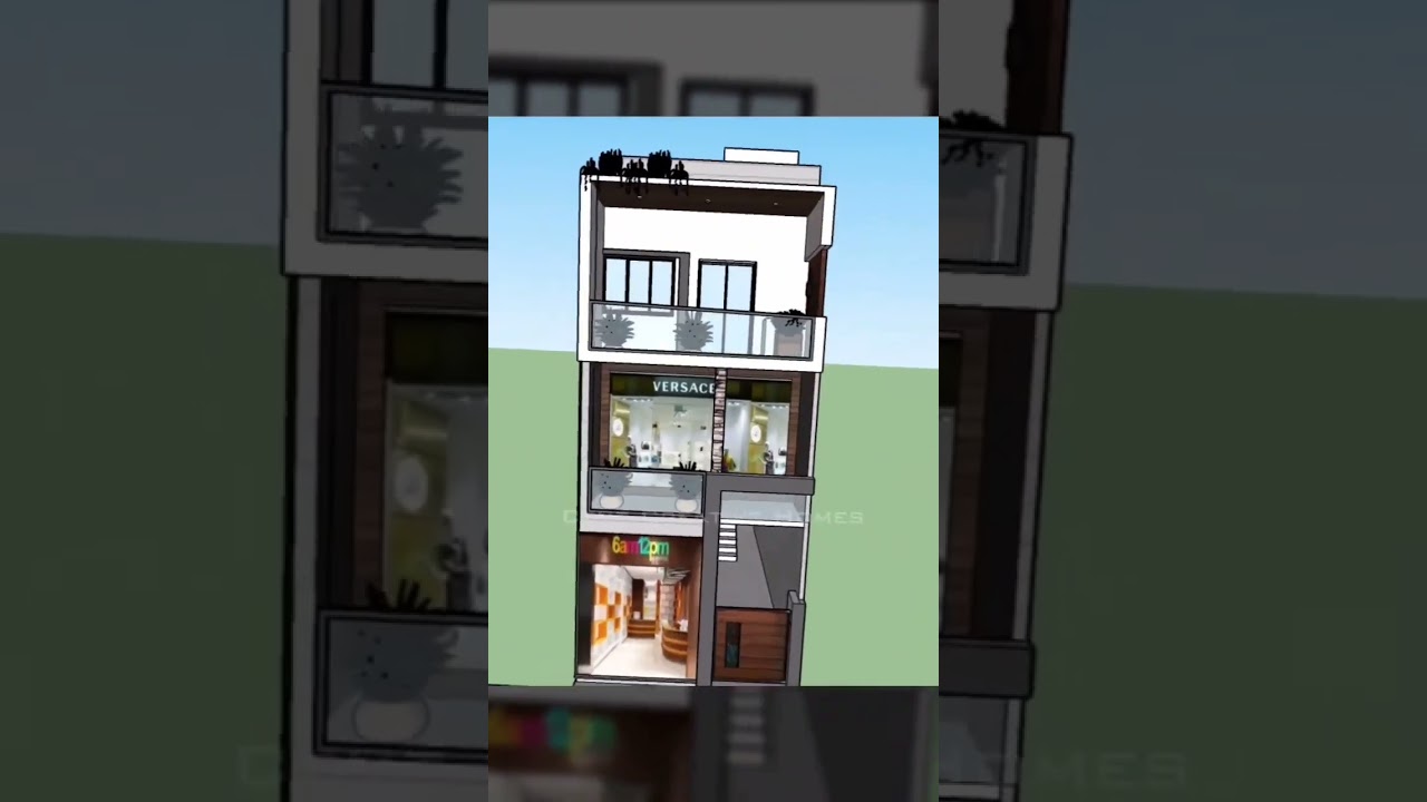 15*50 3d front elevation| House with shop