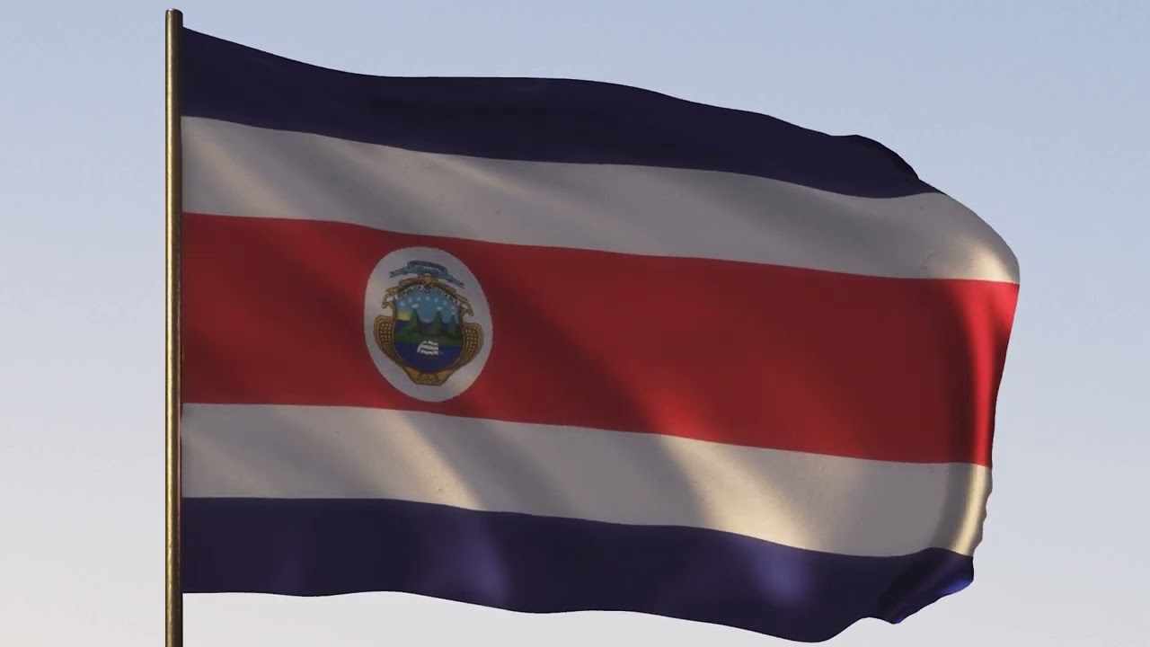 Costa Rica Flag | Bandera de Costa Rica | ROYALTY FREE [4K] 20 SEC LOOP