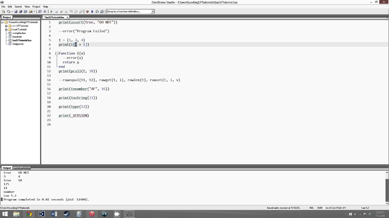 Lua Tutorial 25: Miscellaneous Functions