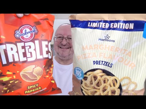 *NEW* Morrisons Margherita Pizza Flavour Pretzels And Seabrook Spicy Paprika Trebles ~ Food Review
