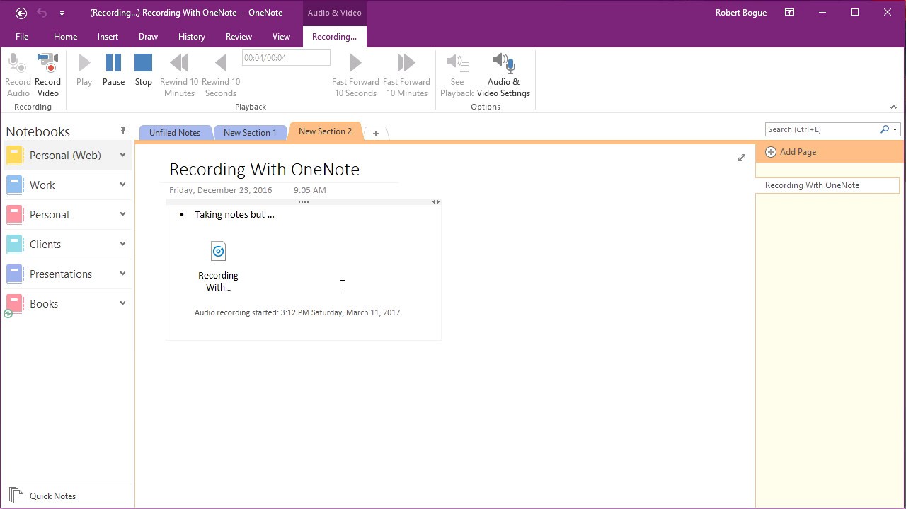 Quick Tip: Microsoft OneNote: Audio Recording
