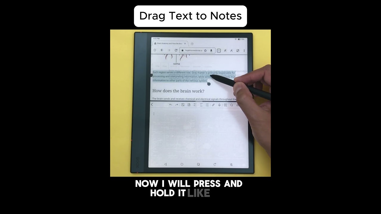 Drag Text to Notes on Boox Note Air4 C! #shorts