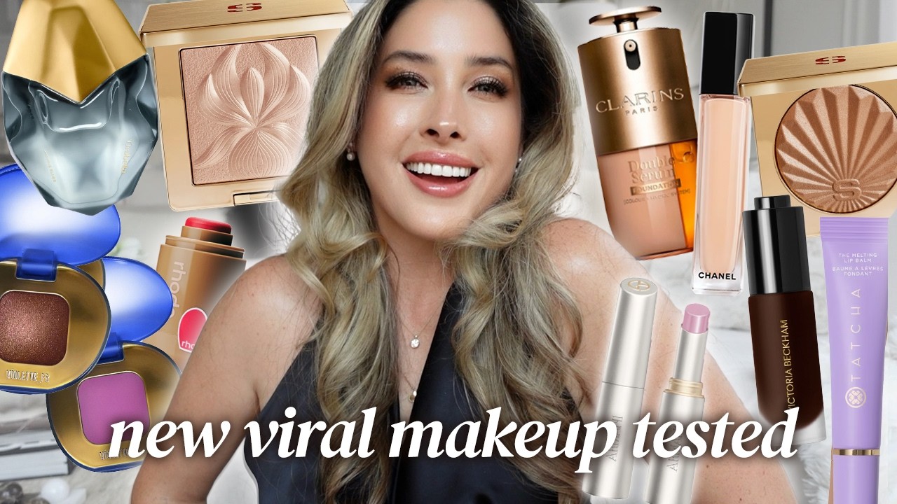 TRYING HOT NEW VIRAL LUXURY BEAUTY PRODUCTS : CLARINS Double Serum Foundation, CHANEL, DIOR & MORE!