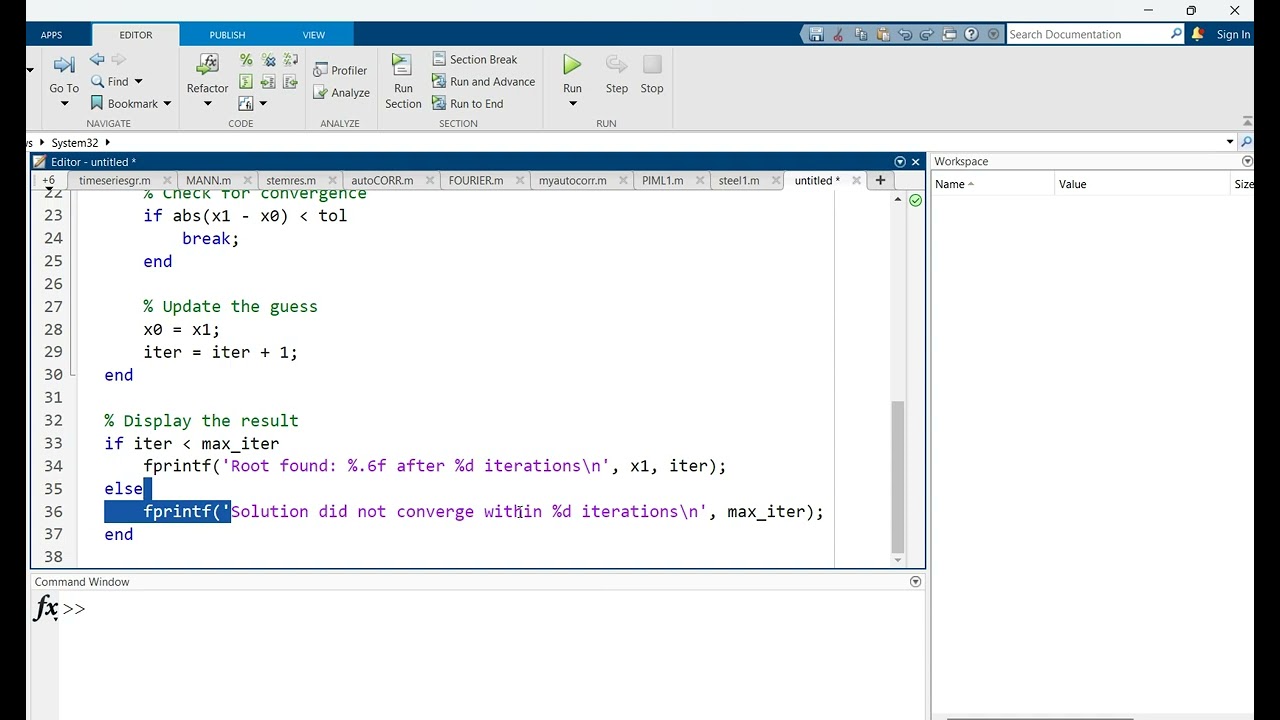 Newton-Raphson Method in MATLAB, Finding Roots of Nonlinear Equations