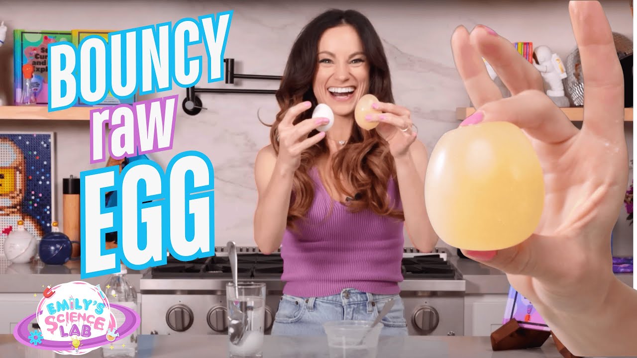 Emily's Science Lab - Bouncy Egg Experiment - Vinegar and Egg Easter Science!