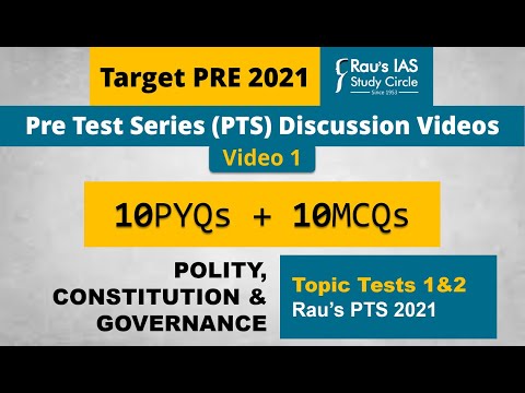 UPSC Prelims Test Series 2021 | MCQs from Polity, Constitution & Governance - Video 1 | Rau's IAS